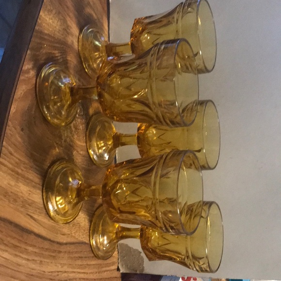 Dining | Vintage From 7s Beautiful Amber Cut Glass Goblets Quite Heavy ...